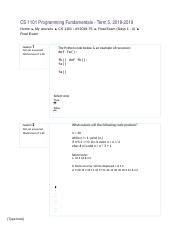 CS 1101 final exam.docx - lOMoARcPSD|7263746 CS 1101 Programming Fundamentals - Term 5 2018-2019 ...