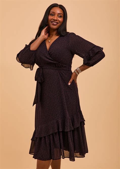 Shop Plus Size Leopard Chiffon Cocktail Dress Print Taking Shape Au