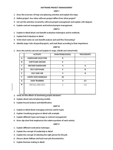 Software Project Management Pdf Costbenefit Analysis Software