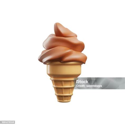 아이스크림 웨이퍼 콘 현실적인 3d 아이콘 소프트 아이스크림 초콜릿 아이스크림 웨이퍼 스타일 콘 벡터 냉동 디저트 3차원 형태에 대한 스톡 벡터 아트 및 기타 이미지
