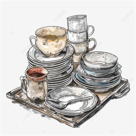 무료로 그려진 더러운 접시들 더러운 접시들 더러운 그릇 Png 일러스트 및 이미지 에 대한 무료 다운로드 Pngtree