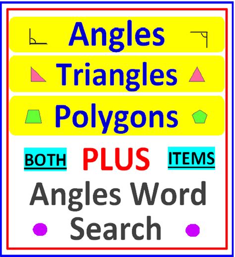 angles triangles polygons worksheets plus word search puzzle 2 items