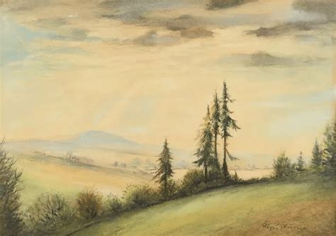 Strahlende Landschaft Nach Gewitter Aquarell Von Karl Seifer Klages