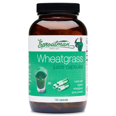 Organic Wheatgrass Juice Powder Capsules By Sproutman 100 Pure