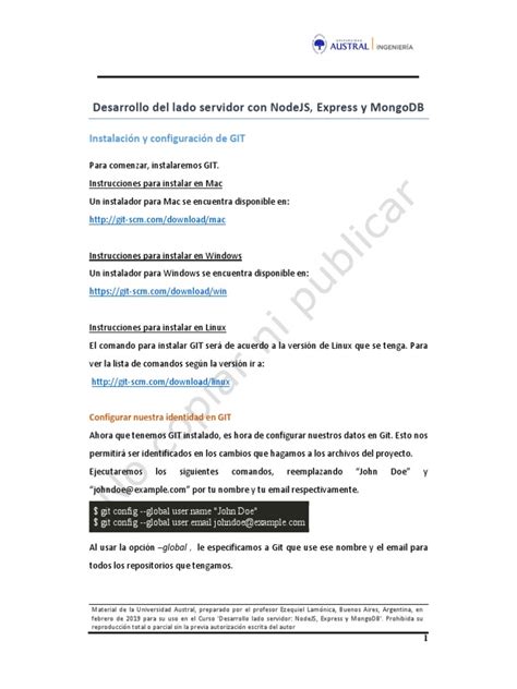 Desarrollo Del Lado Servidor Con Nodejs Express Y Mongodb Instalación Y Configuración De Git