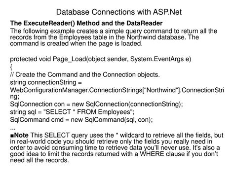 PPT Database Connections With ASP Net PowerPoint Presentation Free Download ID