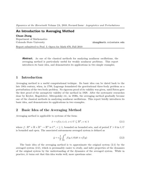 An Introduction To Averaging Method Of Nonlinear Vibration Pdf Dynamical System Nonlinear