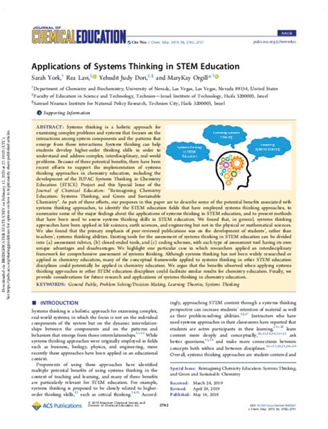 Pdf Applications Of Systems Thinking In Stem Education