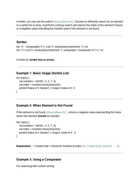 Binary Search In Kotlin Pdf