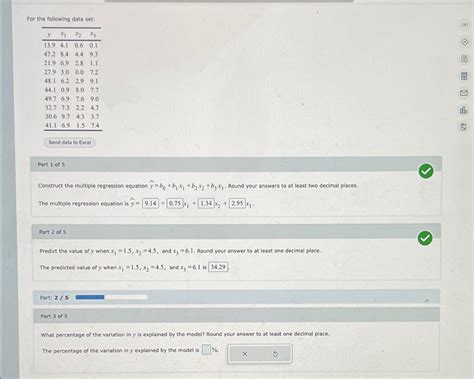 solved for the following data set table[[y x1 x2 x3
