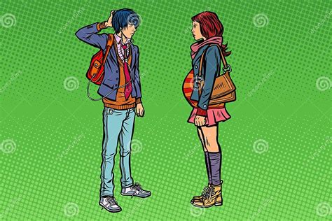 Confused молодой человек и девушка беременной Подростковый секс Иллюстрация вектора