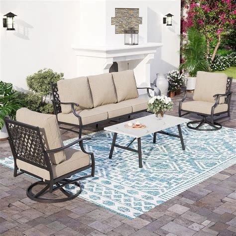 Sunshine Valley Patio Furniture Set 4 Piece Modern Metal