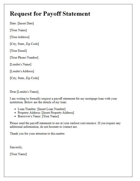 Letter Template For Payoff Statement Request Free Samples In Pdf Letterin