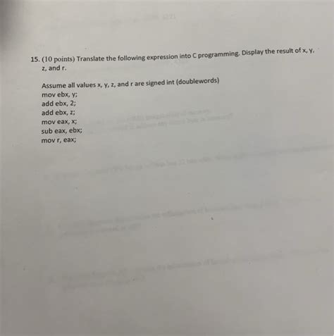 solved 15 10 points translate the following expression