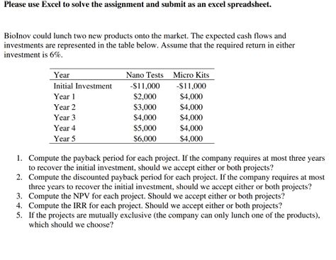 Solved Please Use Excel To Solve The Assignment And Submit