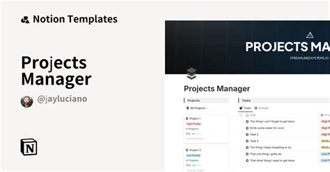 projects manager template by jay luciano notion marketplace