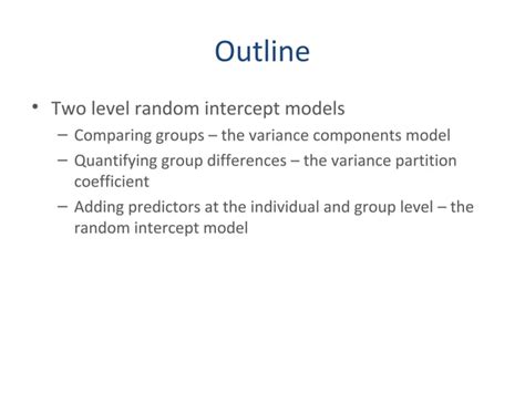 Multi Level Modelling Random Intercept Models Ian Brunton Smith Ppt