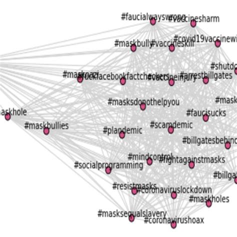 parler co hashtag network graph component identifying a misinformation