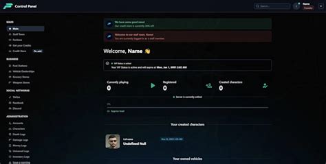 Create User Control Panel For Your Fivem Or Ragemp Server By