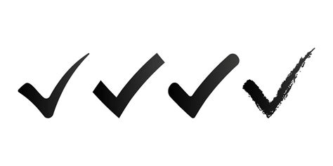 Set Of Different Check Mark Icons On Isolated Background Black Ticks