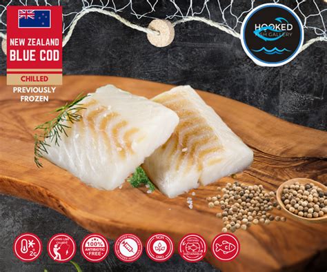 Chilledpreviously Snap Frozen Nz Blue Cod 2 X 225g To 250g Each Fi