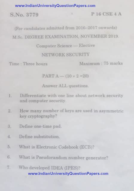 Bharathidasan University Msc Computer Science 3rd Semester Network