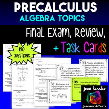 Pre Calculus Final Exam Review Teaching Resources TPT