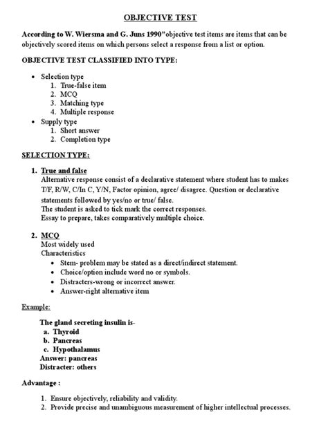 objective tests pdf multiple choice neuropsychology