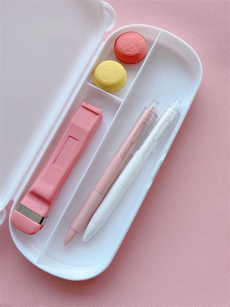 곰 필통 귀여운 필통 핑크 화이트 플라스틱 펜 케이스 파우치 에이블리 Stationery