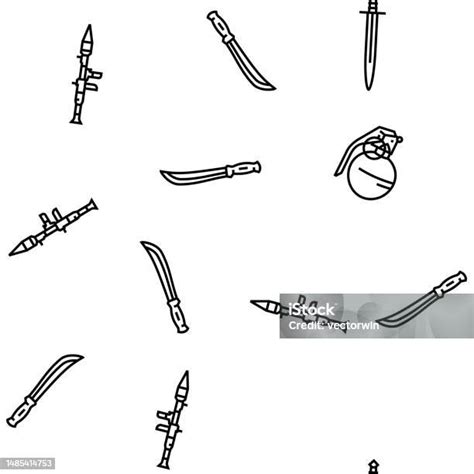 무기 전쟁 총 군사 육군 벡터 원활한 패턴 검에 대한 스톡 벡터 아트 및 기타 이미지 검 고대의 군사 Istock