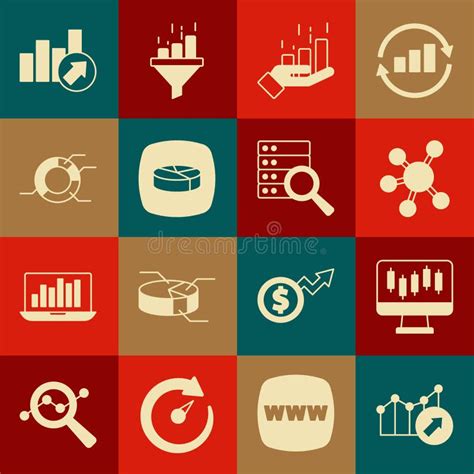Set Financial Growth Stocks Market Graphs Project Team Base Pie
