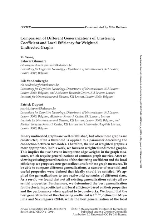 pdf comparison of different generalizations of clustering coefficient