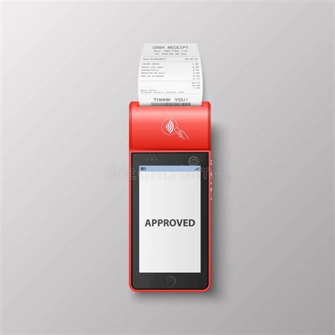 Vector 3d Red Nfc Payment Machine With Approved Status And Paper Receipt Bill Wi Fi Wireless