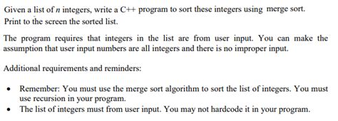 Solved Given A List Of N Integers Write A C Program To Chegg