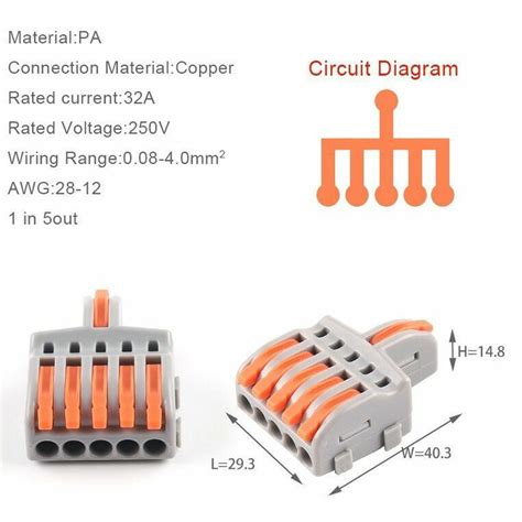 Quick Connector 1 Input 5 Output Electrical Splitter Push In Terminal Block Captronics