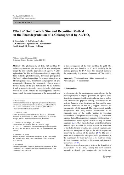 Pdf Effect Of Gold Particle Size And Deposition Method On The