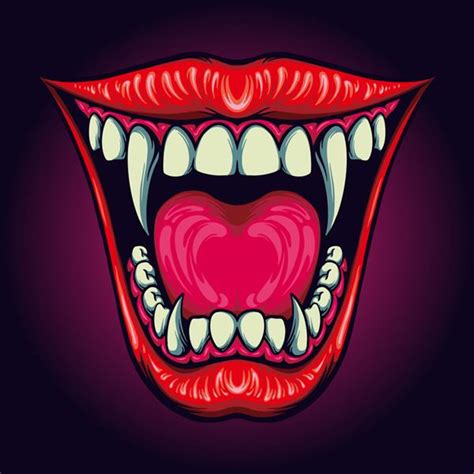 تصاویر وکتور خون‌آشام لب‌های جذاب دراکولا برای لوگوی کار شما تی‌شرت