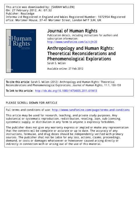 Pdf Anthropology And Human Rights Theoretical Reconsiderations And