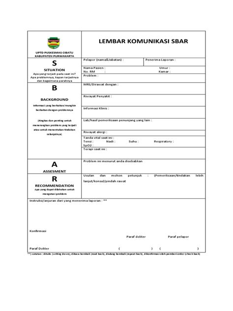 5 3 2 1 form sbar komunikasi efektif pdf