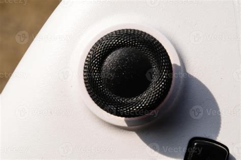 White Gamepad With Black Joystick With Rubber The Game Controller Buttons Are Set Soft And