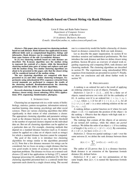Pdf Clustering Methods Based On Closest String Via Rank Distance