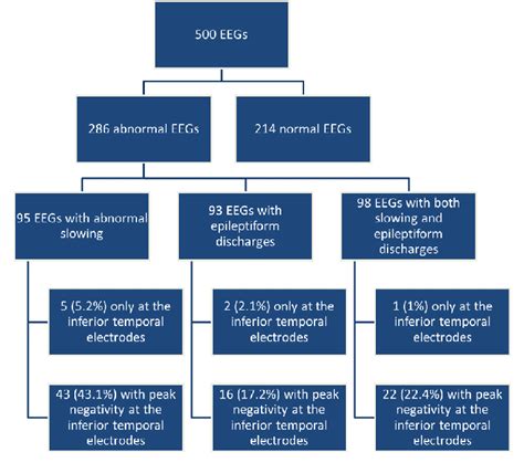 flowchart showing the types of identified eeg abnormalities and their