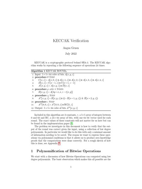 Keccak Verification 1 Pdf Polynomial Algebra