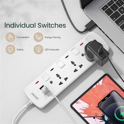 Lencent Extension Lead Way Sockets Outlet Power Strips With Usb Ports V A