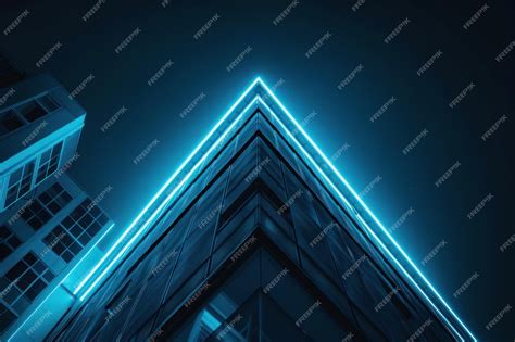 Minimalistic Futuristic Blue Neon Light Image Of Futuristic Building