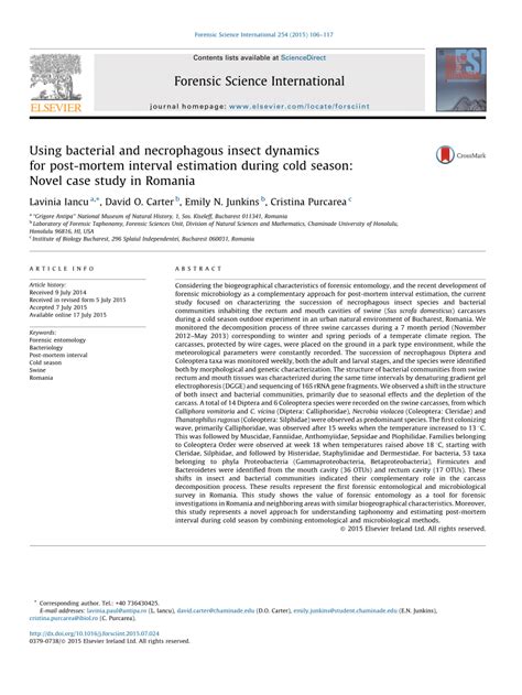 Pdf Using Bacterial And Necrophagous Insect Dynamics For Post Mortem