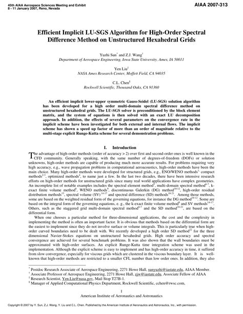 pdf efficient implicit lu sgs algorithm for high order spectral
