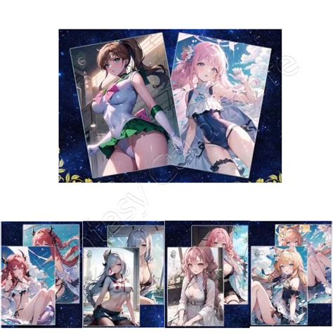 Ai 섹시 누드 카드 Acg 여신 이야기 로리 카드 A4 오버사이즈 카드 유니폼 Jk 블랙 실크 섹시한 소녀 성인 컬렉션 한정 판매 취미 및 수집품