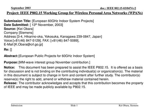 September 2003 Project Ieee P Working Group For Wireless Personal Area