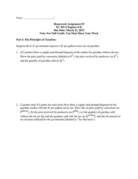 Homework Assignment 3 Name Homework Assignment Ec 202 Chapters 6